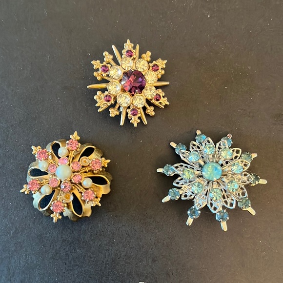 Jewelry | Three Beautiful Rhinestone Brooches | Poshmark